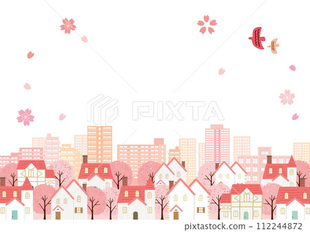 Spring cityscape background illustration - Stock Illustration ...