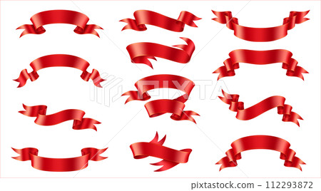 Red shiny satin ribbons realistic vector... - Stock Illustration ...