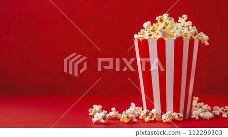 A vibrant image of a classic striped popcorn... - Stock Illustration ...