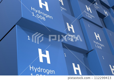 Hydrogen, 3D rendering background of cubes of... - Stock Illustration ...