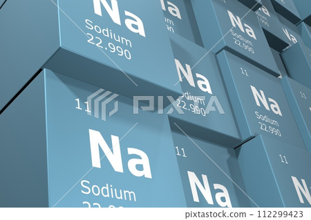 Sodium, 3D rendering background of cubes of... - Stock Illustration ...