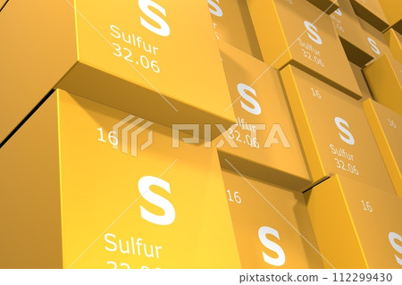 Sulfur, 3D rendering background of cubes of...-插圖素材 [112299430] - PIXTA圖庫