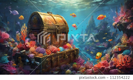 treasure chest under the sea - Stock Illustration [112354222] - PIXTA