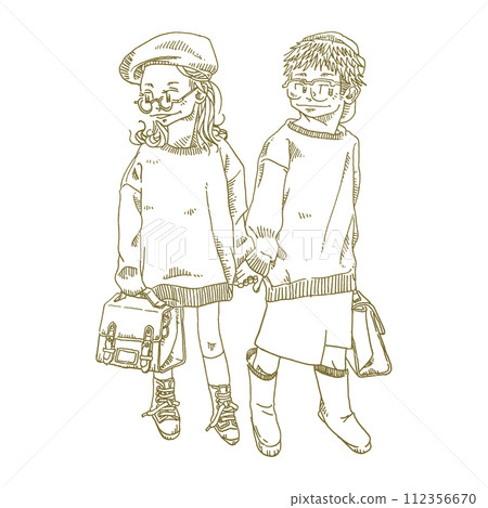 Line drawing illustration of child couple dating - Stock Illustration ...