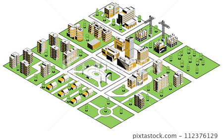 Isometric city composition - Stock Illustration [112376129] - PIXTA