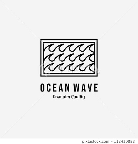 Emblem of Minimal Beach Wave Logo Icon Line Art... - Stock Illustration ...
