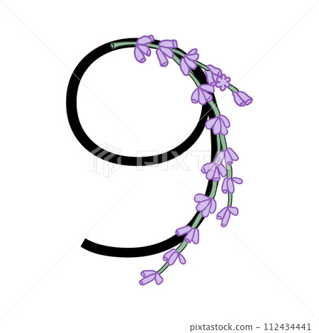 Lavender blossom violet little flower number... - Stock Illustration ...