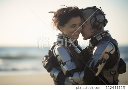 Futuristic love: cyborg relationships in the... - Stock Illustration ...