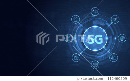 5G technology wireless data transmission,...-插圖素材 [112460209] - PIXTA圖庫