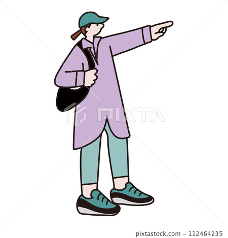 Line drawing vector of a woman pointing her finger - Stock Illustration ...