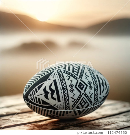 A rugby ball adorned with simple tribal... - Stock Illustration ...