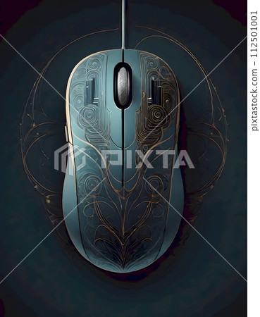 Art Deco Style Computer Mouse with Intricate... - Stock Illustration ...