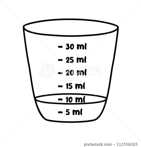 Medicine measuring cup with liquid medicine or...-插圖素材 [112556285 ...