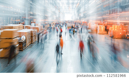 Logistics warehouse where people and goods move - Stock Illustration ...