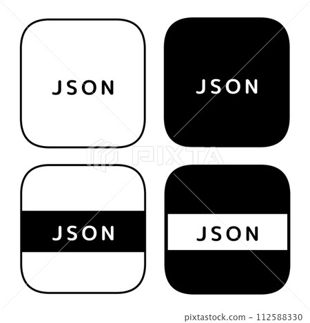 File extension JSON icon set 4 types (black and... - Stock Illustration ...