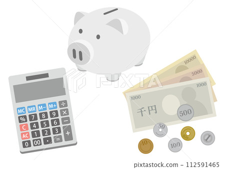 Illustration of money, piggy bank and calculator_2 - Stock Illustration ...