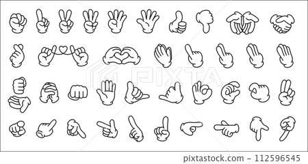 Set of 38 cute and simple hand sign illustrations - Stock Illustration ...