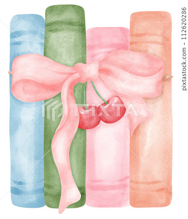 Coquette book, vintage books with pink bow... - Stock Illustration ...