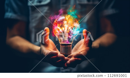 Energetic hand holds vibrant abstract colors,... - Stock Illustration ...