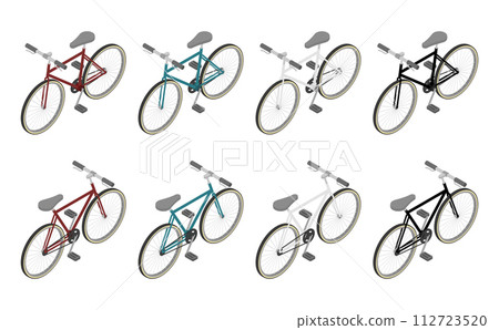 Isometric illustration: bicycle set - Stock Illustration [112723520 ...