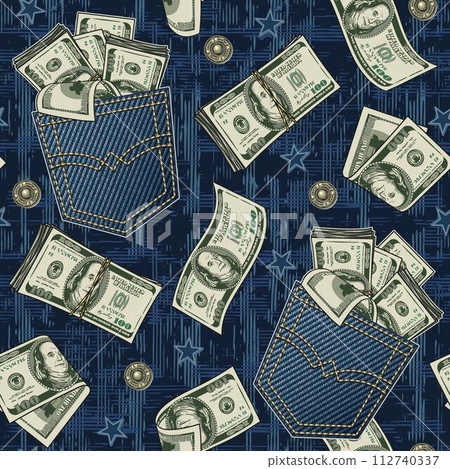 Seamless pattern with denim back pocket, 100... - Stock Illustration ...
