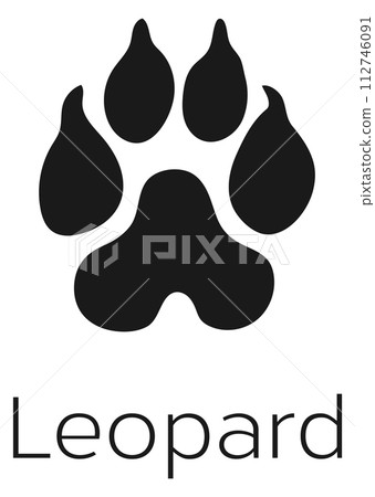 Leopard footprint. Wild cat paw black mark-插圖素材 [112746091] - PIXTA圖庫