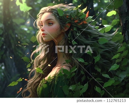 green elf standing in the forest - Stock Illustration [112765213] - PIXTA