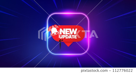 New update banner. Neon light frame offer... - Stock Illustration ...
