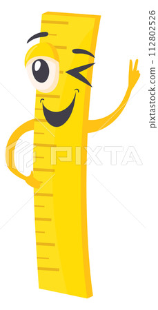 Ruler mascot. Cartoon funny character. Office... - Stock Illustration ...