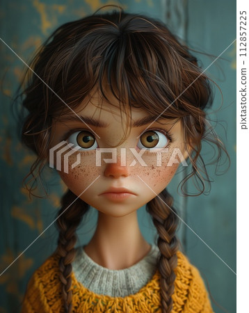 portrait of a evil girl cartoon - Stock Illustration [112857225] - PIXTA