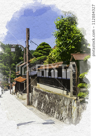 Watercolor painting style, Unnan, Yoshida town... - Stock Illustration ...