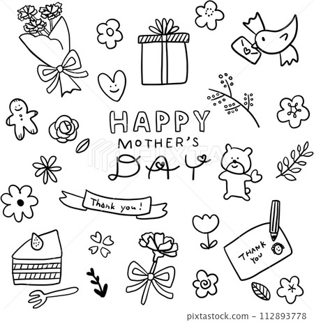 Mother's Day cute hand drawn line drawing... - Stock Illustration ...