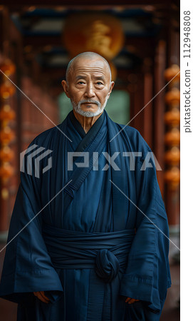 AI-generated content. An elder Zen master with... - Stock Illustration ...