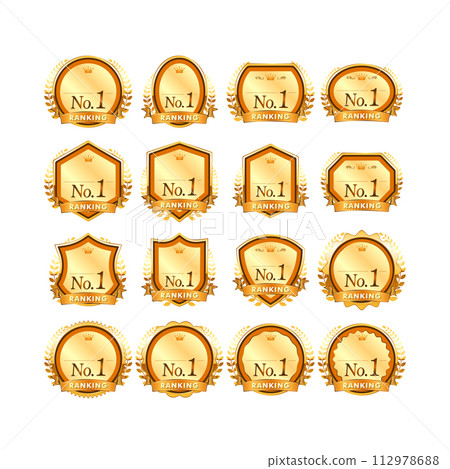 Orange and gold award authority ranking badge icon - Stock Illustration ...