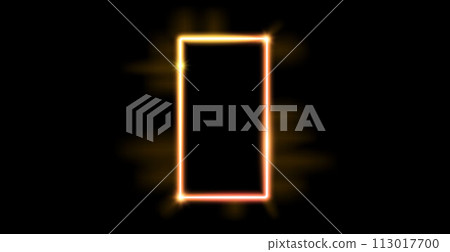 Glowing neon rectangular frame. Golden yellow...-插圖素材 [113017700] - PIXTA圖庫