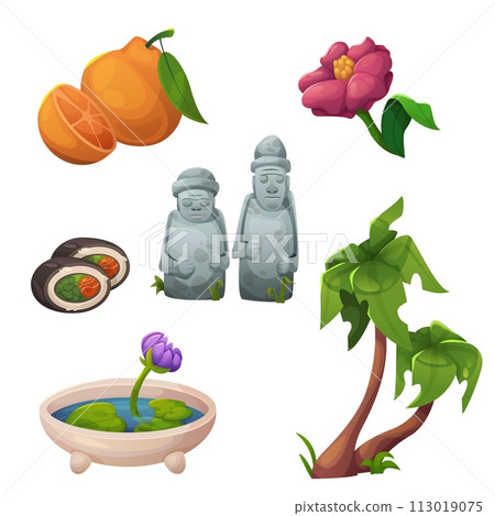Jeju island in Korea travel illustration icon - Stock Illustration ...