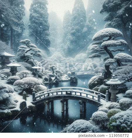 Japanese winter scene - Stock Illustration [113050772] - PIXTA