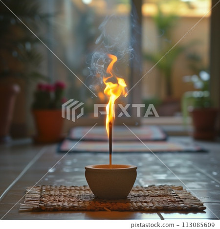lit incense stick relaxed atmosphere - Stock Illustration [113085609 ...