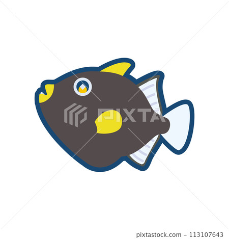 Illustration of cute black triggerfish - Stock Illustration [113107643 ...