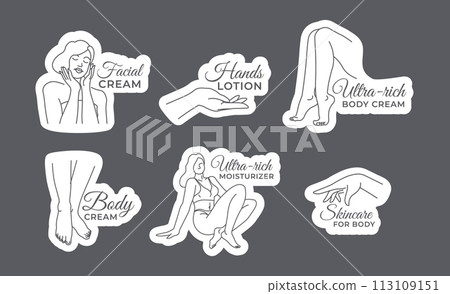 Sticker design set for skincare cream package - Stock Illustration ...