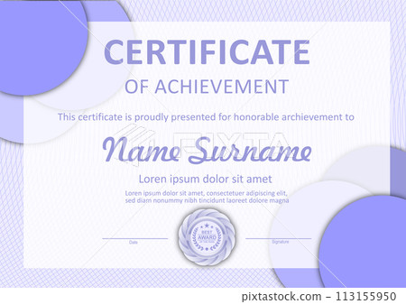 Vector light blue certificate template - Stock Illustration [113155950 ...