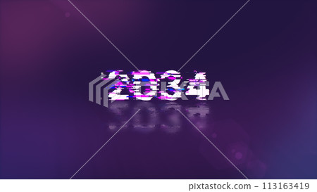 3D rendering 2034 text with screen effects of... - Stock Illustration ...