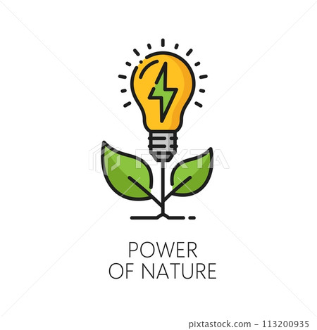Clean power, eco and green energy line icon.... - Stock Illustration ...
