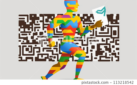 Human QR Code (a person as flat as a QR code):... - Stock Illustration ...