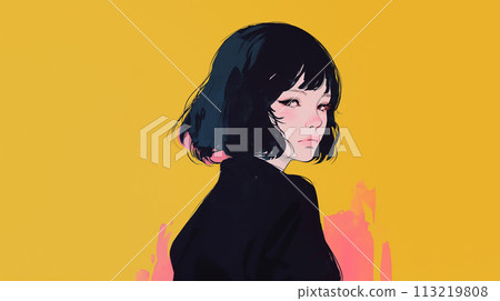 Beautiful woman looking back - Stock Illustration [113219808] - PIXTA