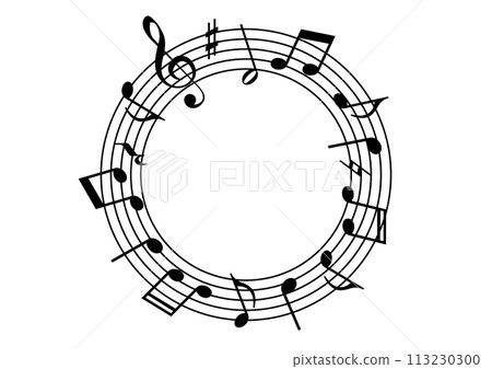 A circular frame of a musical score with a... - Stock Illustration ...