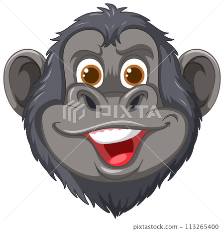 Cheerful Chimpanzee Cartoon Face - Stock Illustration [113265400] - PIXTA