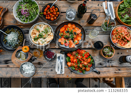 Elegant Morning Feast: Fancy Healthy Breakfast... - Stock Illustration ...