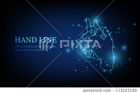 Human hand line, different hands, gestures and... - Stock Illustration ...