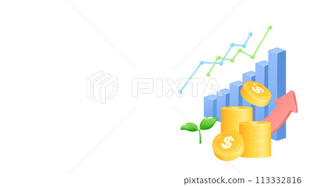 Asset increasing illustration frame_16:9_dollar - Stock Illustration ...